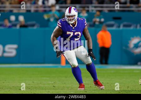 Buffalo Bills offensive tackle Dion Dawkins (73) pulls his jersey up on ...