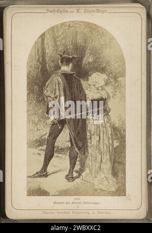 Photo production of a drawing by Mephistopheles and Faust who visit a ...