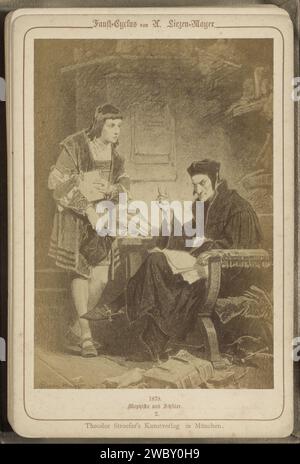 Photo production of a drawing by Mephistopheles and Faust who visit a ...