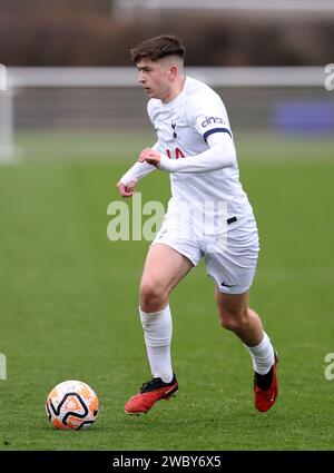 Enfield, UK. 12th Jan, 2024. Maeson King of Tottenham Hotspur U18 ...