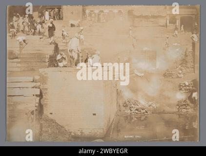 Ritual cremation stacks on the Ganges at the ghats of Varanasi, Uttar ...