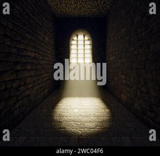 Light in the window of a dungeon in a stone old castle Stock Photo - Alamy