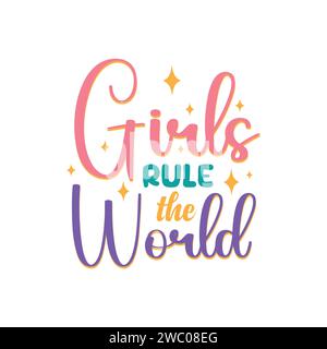 Girls rule, lettering with crown symbol. Logo, icon, label for your ...
