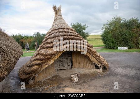 Stonehenge stone circle monument and replica neolithic huts homes in ...