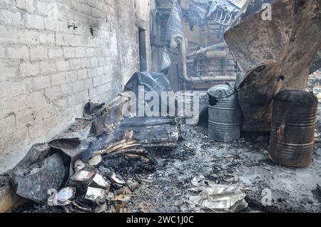 Panorama of an abandoned industrial factory complex with its typical ...