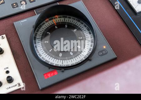 Gyro compass repeater on the navigational control pane of navigational ...