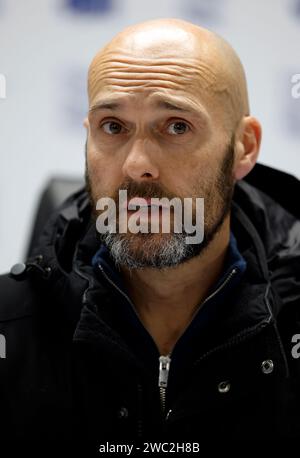 Swansea City manager Luke Williams inspects the pitch before the ...