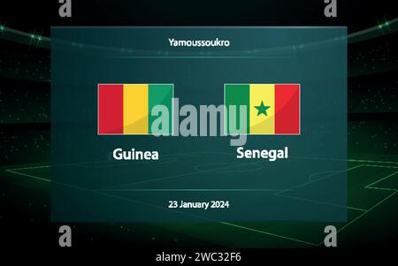 Guinea vs Senegal football scoreboard broadcast template for soccer ...