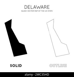 Delaware map. Blank vector map of the US State with counties. Borders ...