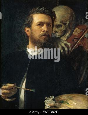 Arnold Böcklin’s *Self-Portrait with Death as a Fiddler* (1872) is a ...