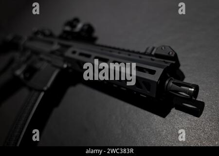 Modern Elegant Assault Rifle on Grey Background in Switzerland Stock ...