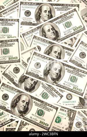Dollar notes, 100 dollar notes, USD, US dollars, banknotes, studio ...