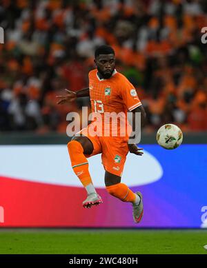 January 13 2024: Jeremie Boga (Ivory Coast) controls the ball during a ...