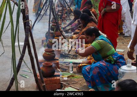 Chennai, India. 14th Jan, 2024. Bhogi Pandigai (festival) is celebrated ...