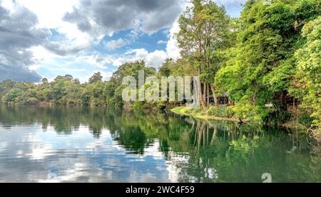 Lake Yeak Laom, Krong Ban Lung, Cambodia, view of Yeak Lom lake with ...