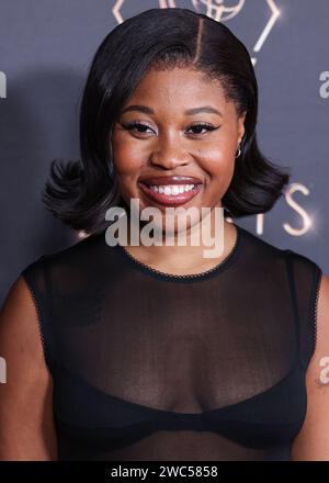 Dominique Fishback arrives at the 75th Primetime Emmy Awards on Monday ...