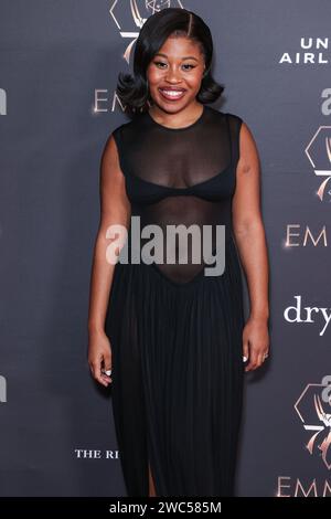 Dominique Fishback arrives at the 75th Primetime Emmy Awards on Monday ...