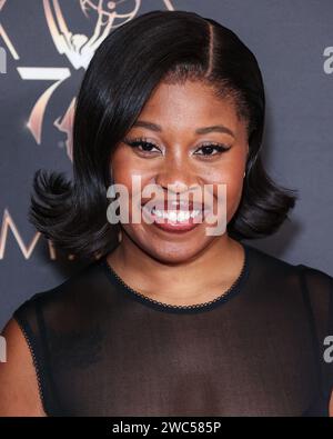 Dominique Fishback arrives at the 75th Primetime Emmy Awards on Monday ...