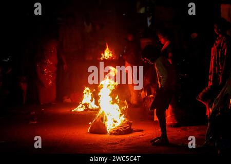 Chennai, India. 14th Jan, 2024. Bhogi Pandigai (festival) is celebrated ...