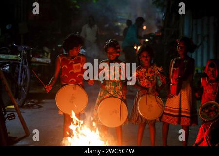 Chennai, India. 14th Jan, 2024. Bhogi Pandigai (festival) is celebrated ...