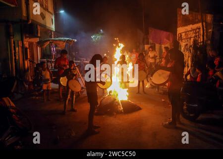 Chennai, India. 14th Jan, 2024. Bhogi Pandigai (festival) is celebrated ...