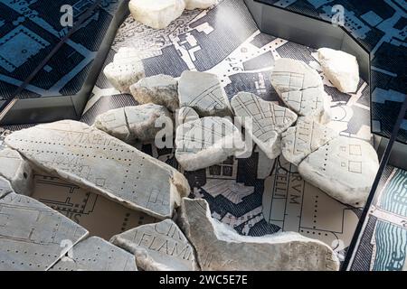 View of details of the original marble map of the Ancient Rome ‘Forma ...