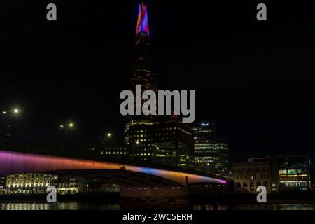 The Shard with special Shard Lights 2023 illuminations & London Bridge ...