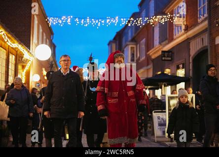 Ringkobing, Denmark, December 4, 2023: Santa Claus arrives in town ...