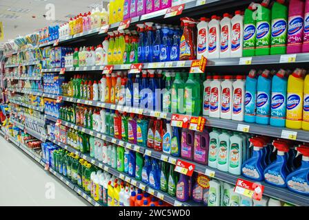 Soap powder products on a supermarket shelves Stock Photo - Alamy