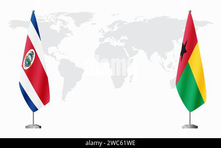 Costa Rica and Guinea flags for official meeting against background of ...