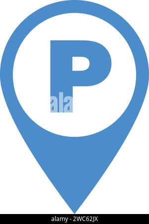 Parking sign map pin. Parking lot location information. Editable vector ...