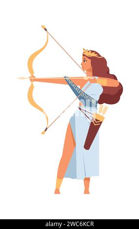 Artemis ancient greek goddess with bow symbol of hunt wilderness and ...