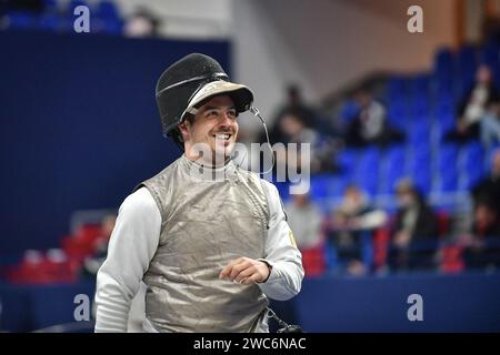 France's foilist MAXIME PAUTY reacts during the quarter-finals of the ...