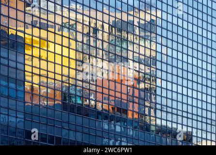 The highly reflective curtain wall of Four World Trade Center mirrors ...