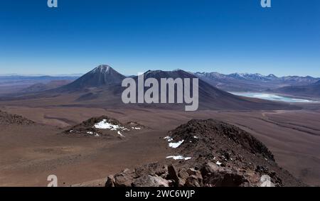 View of landscape from Cerro Toco stratovolcano in the Atacama desert ...