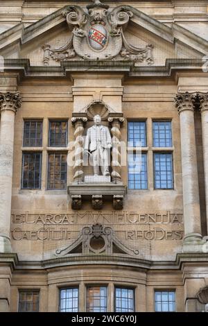 Cecil Rhodes statue above the doorway of Oriel Colleges, Cecil Rhodes building, High Street ...