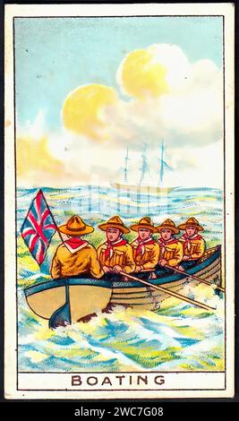 Boy Scouts, Boating - Vintage British Tradecard Stock Photo - Alamy
