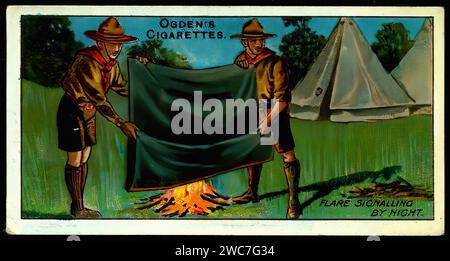 Boy Scouts - Signalling - Vintage Cigarette Card Illustration Stock ...