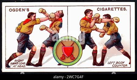 Boy Scouts Boxing - Vintage Cigarette Card Illustration Stock Photo - Alamy