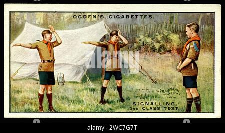 Boy Scouts - Signalling - Vintage Cigarette Card Illustration Stock ...