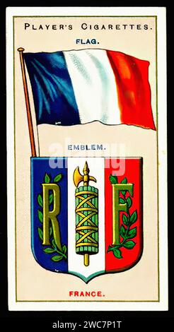 Arms & Flag of France - Vintage Cigarette Card Illustration Stock Photo ...
