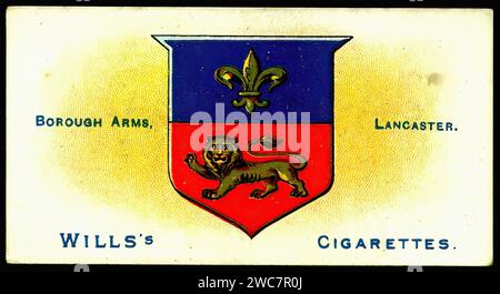 Borough Arms of Lancaster - Vintage Cigarette Card Illustration Stock ...