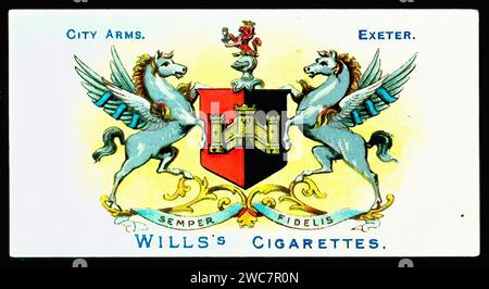 Arms of Exeter - Vintage Cigarette Card Illustration Stock Photo - Alamy