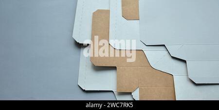 Artistic background of textured layers of unfolded cardboard boxes ...