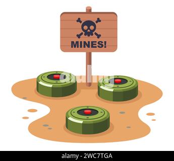 Minefield and danger mine zone sign set illustration Stock Vector Image ...