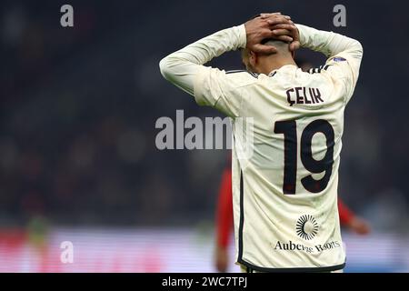 Zeki Celik of AS Roma looks dejected during the Coppa Italia match ...