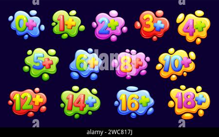 A Set of age restriction sign numbers. Marks age limit. Sign for the ...