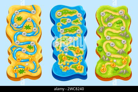 Game map forest gui background, template in cartoon style, casual ...