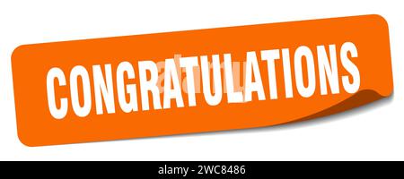 congratulations sticker. congratulations rectangular label isolated on ...