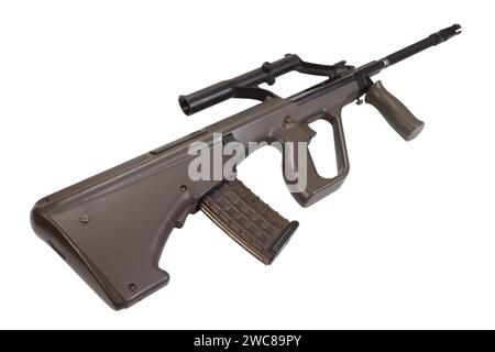 Modern bullpup assault rifle isolated on white background Stock Photo ...